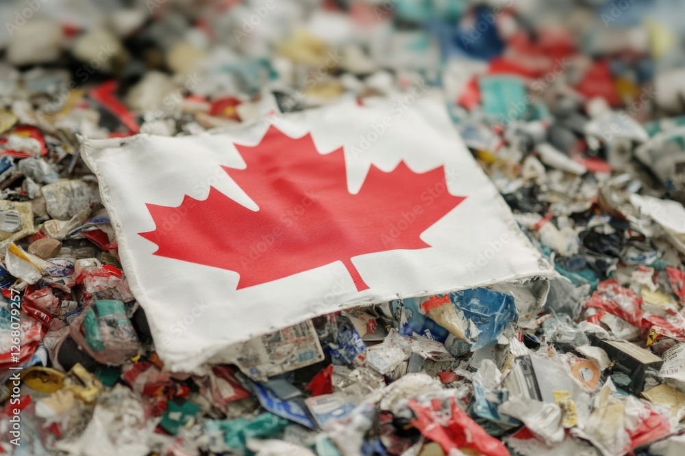 Photo & Art Print A worn-out Canadian flag is seen lying on top of a ...