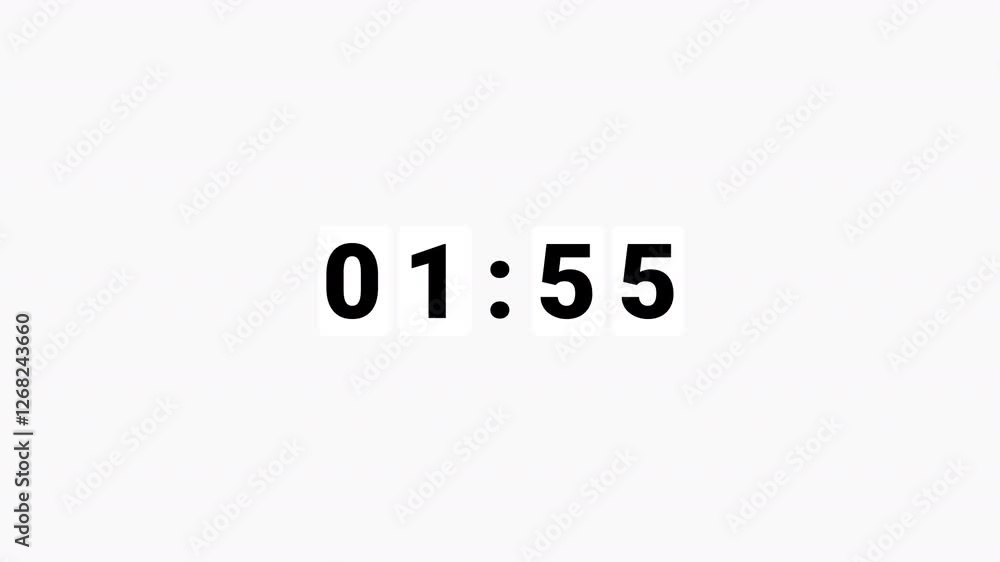 animation of two minutes countdown on transparent background with alpha ...