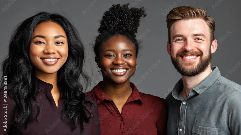 Diverse Team Portrait: Three diverse individuals - one man and two ...