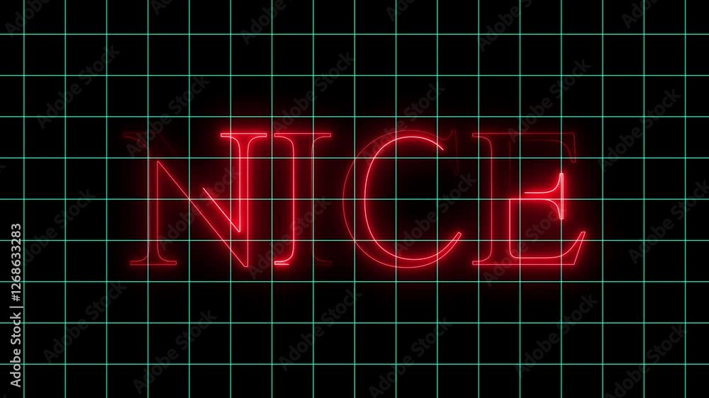 Neon "NICE" sign with transparent background. "NICE" text and sign on ...