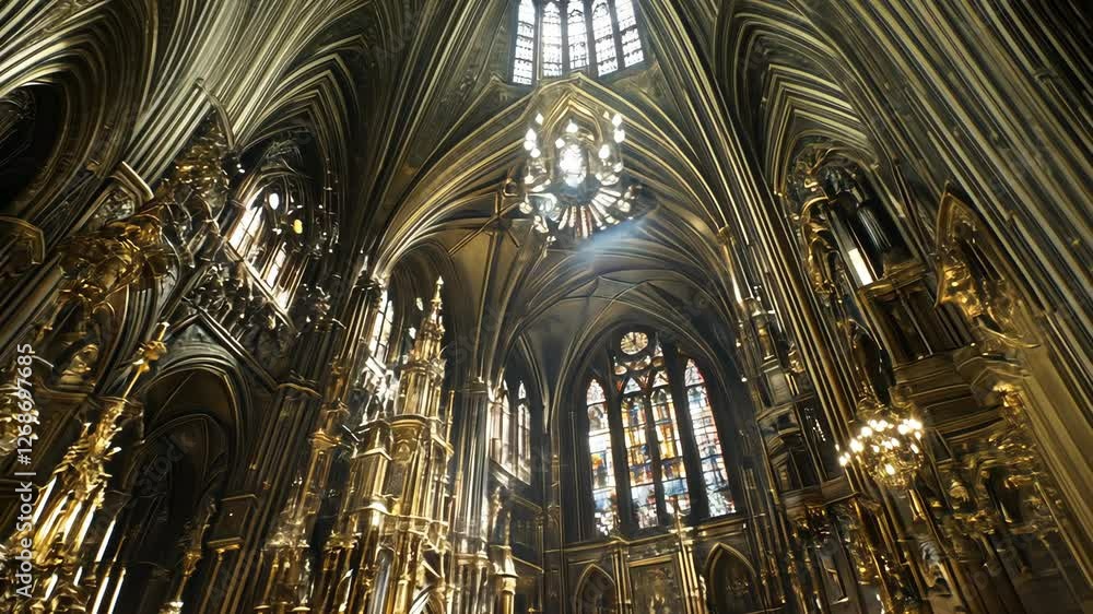 Stunning Gothic architecture inside a grand cathedral filled with ...