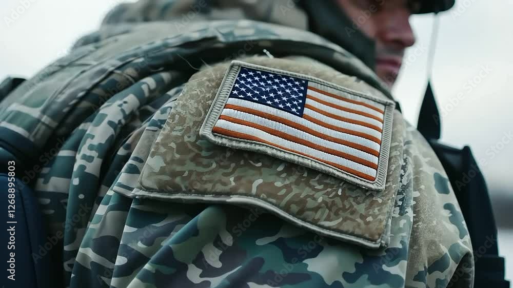 AUSA flag patch on uniform of deployed servicemember Stock Video ...