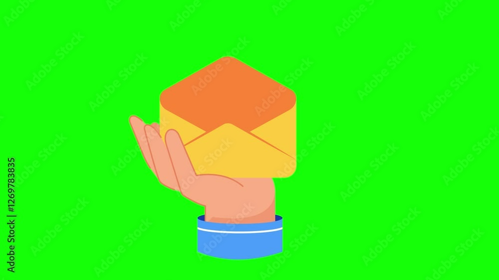 Animated Hand Receiving Notification New Email Message Paper Plane ...