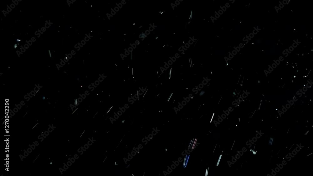 4K Flying particles of organic dust on black background, abstract ...
