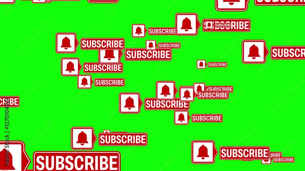 subscribe notification animation. reminder subscribe motion on green ...