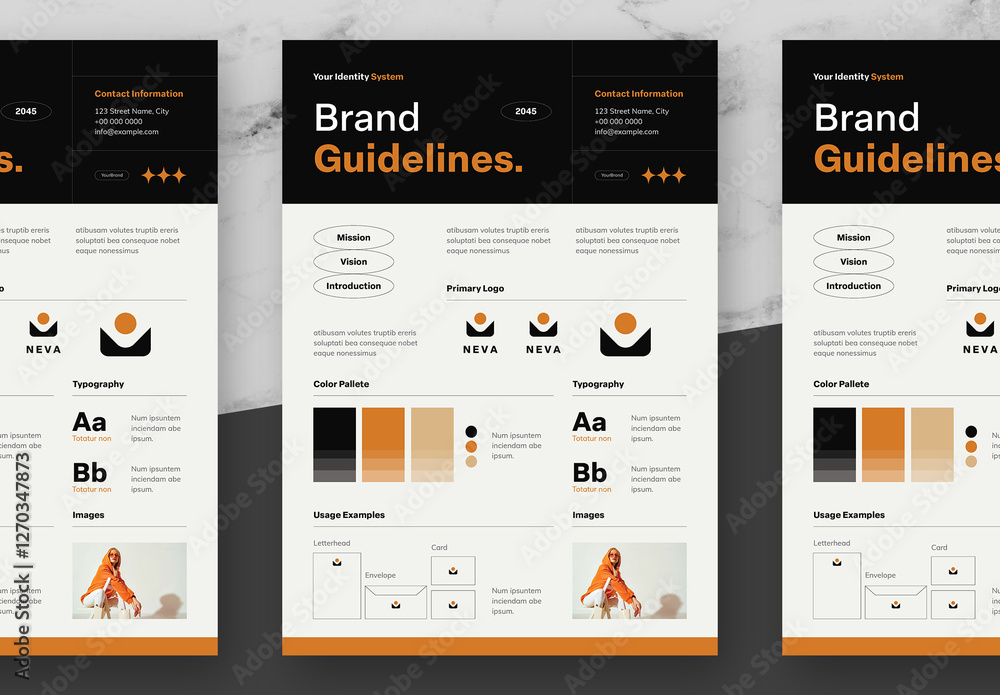 Orange And Black Brand Guidelines Stock Template | Adobe Stock