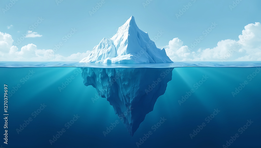 Poster A massive iceberg floating in the ocean, shaped like a human ...