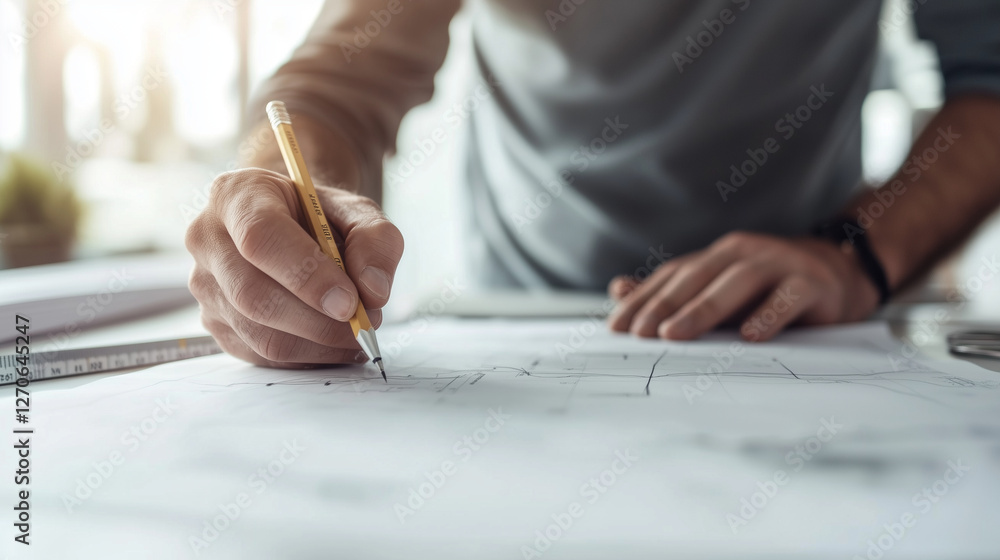 A sailor plotting a course on a nautical chart with tools, forenna ...