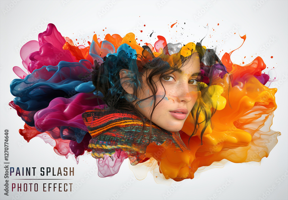 Paint Splash Photo Effect Mockup Stock Template | Adobe Stock