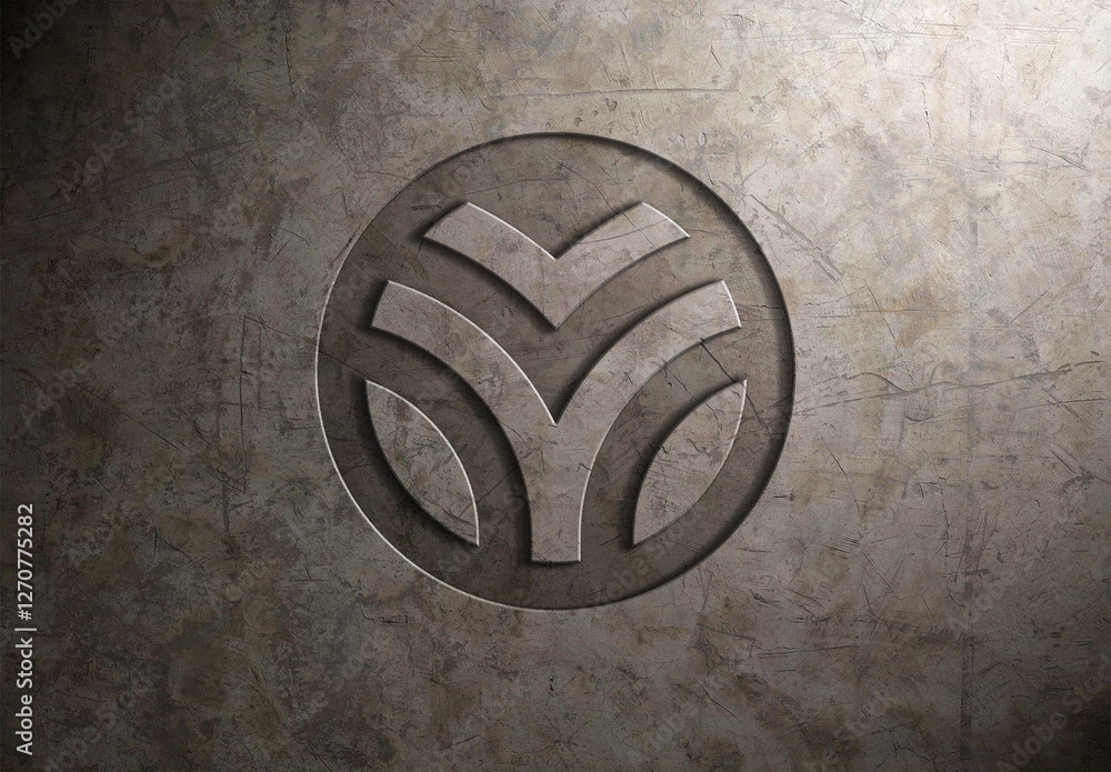 Carved Logo Mockup On Concrete Texture Stock Template | Adobe Stock
