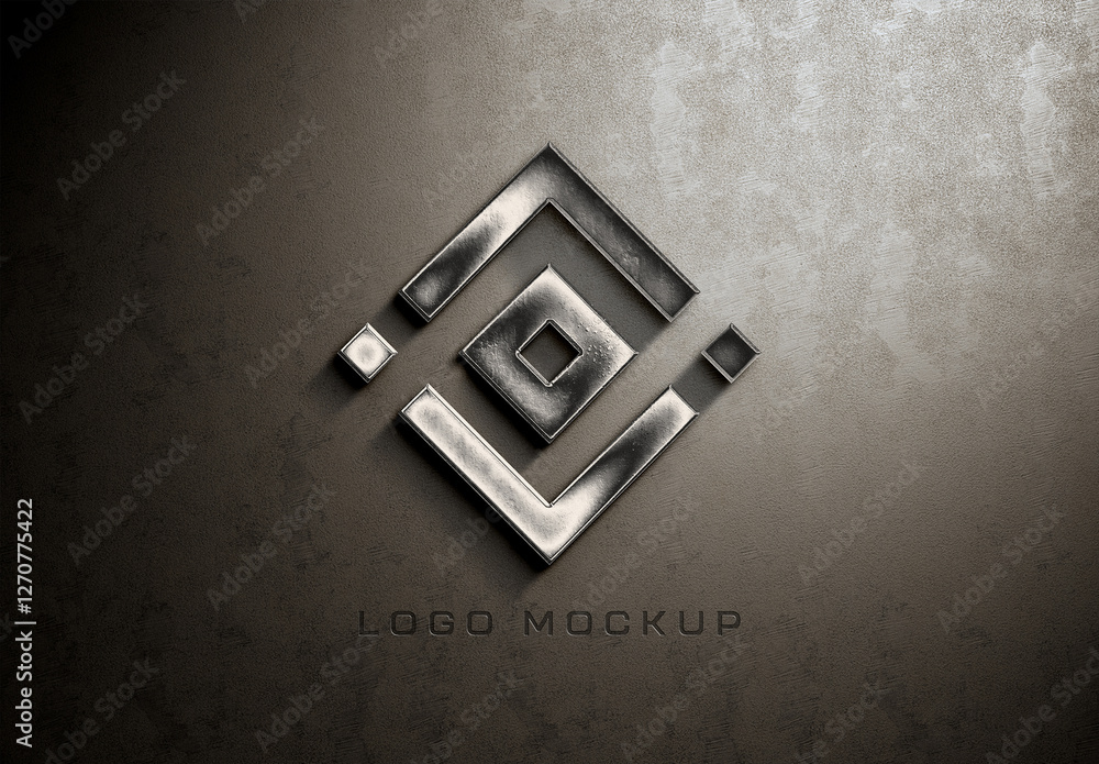 Old Chrome Logo Mockup with Detailled Texture Effect Stock Template ...