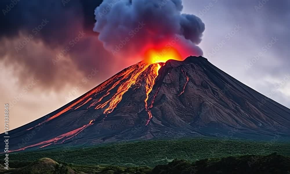 Volcano video background, Volcanic eruption video background, smoke ...