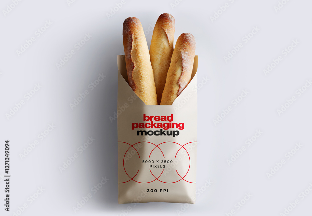 Breadsticks Packaging Mockup Generated With AI Stock Template | Adobe Stock