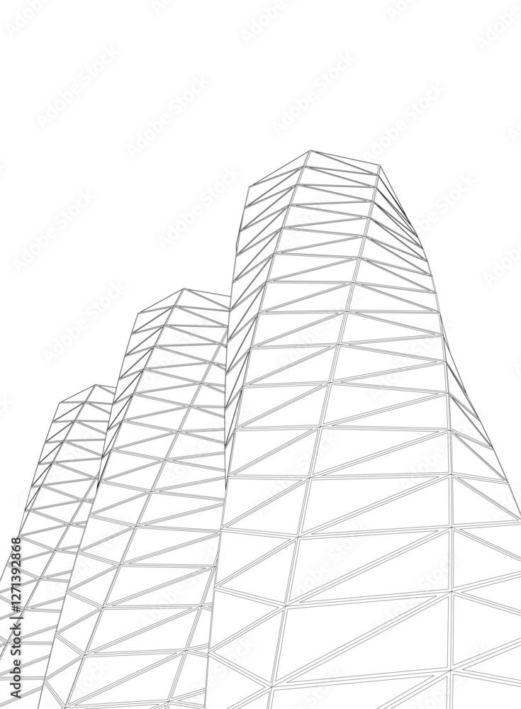 Photo & Art Print Vector Wireframe and Parametric Architecture ...
