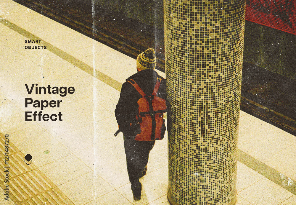 Vintage Paper Photo Effect Mockup Stock Template | Adobe Stock