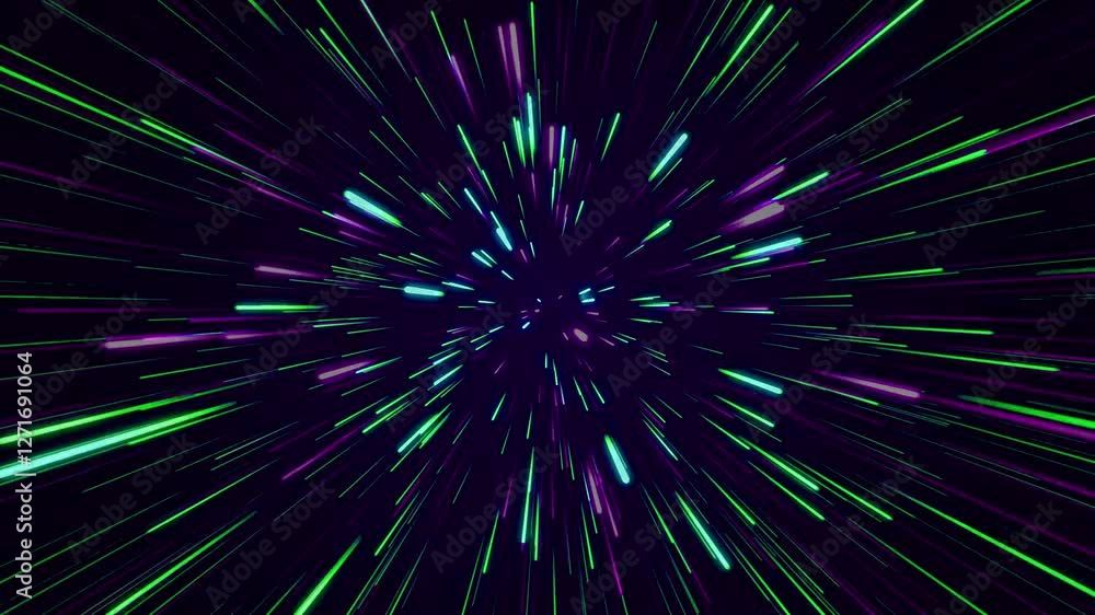 Abstract neon lines zoom background, particle lighting neon lines zoom ...