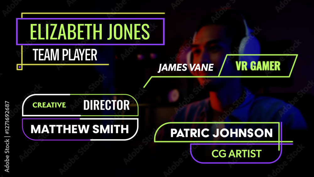 Neon Glow Gaming Lower Thirds Stock Template | Adobe Stock