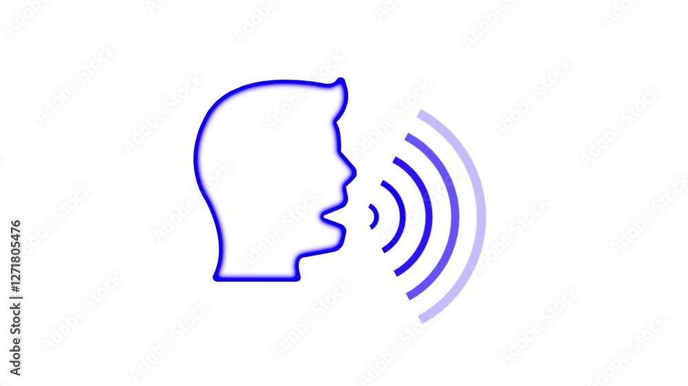 Animated speaking icon. Speech line animation. Moving jaw, mouth ...
