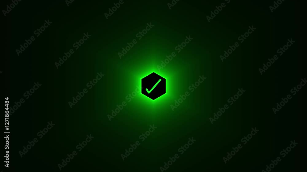 Green color check mark icon with black color box symbol animation ...