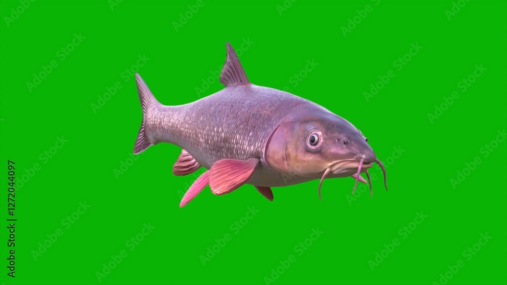 Green Screen Fish with Whiskers idle Loop 3D Animation Animals ...