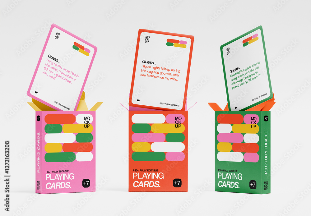 Box with Playing Cards Mockup Stock Template | Adobe Stock