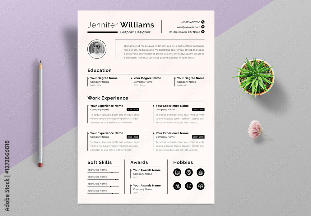 Modern Resume Template Layout Stock Template | Adobe Stock