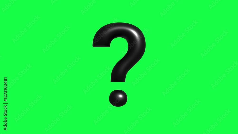 3d black question mark symbol green screen animation question mark sign ...