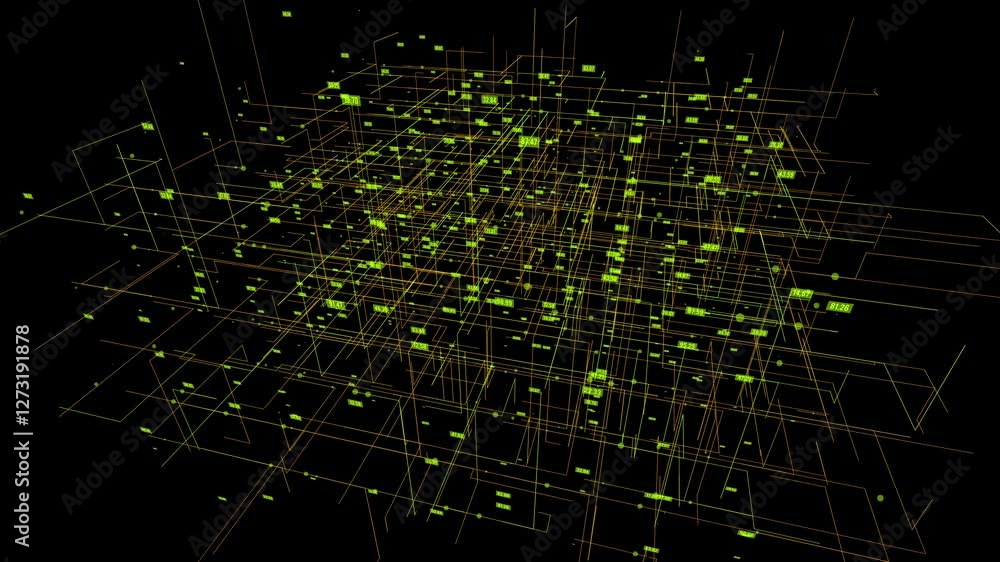 Big data visualization. HUD grid corners motion background. Analysis of ...