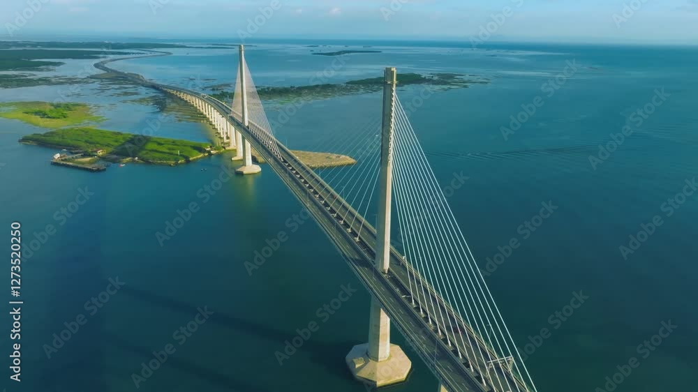 4K Aerial Perspective Cebu Cordova Bridge, Philippines. Cebu-Cordova ...
