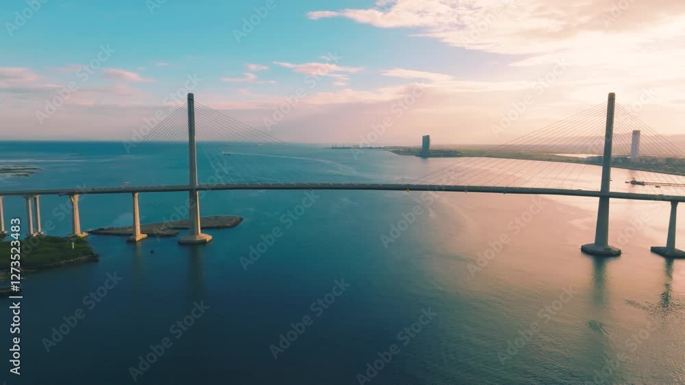 4K Aerial Perspective Cebu Cordova Bridge, Philippines. Cebu-Cordova ...