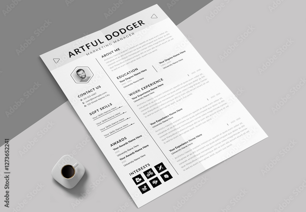 Clean Resume Template Design Stock Template | Adobe Stock