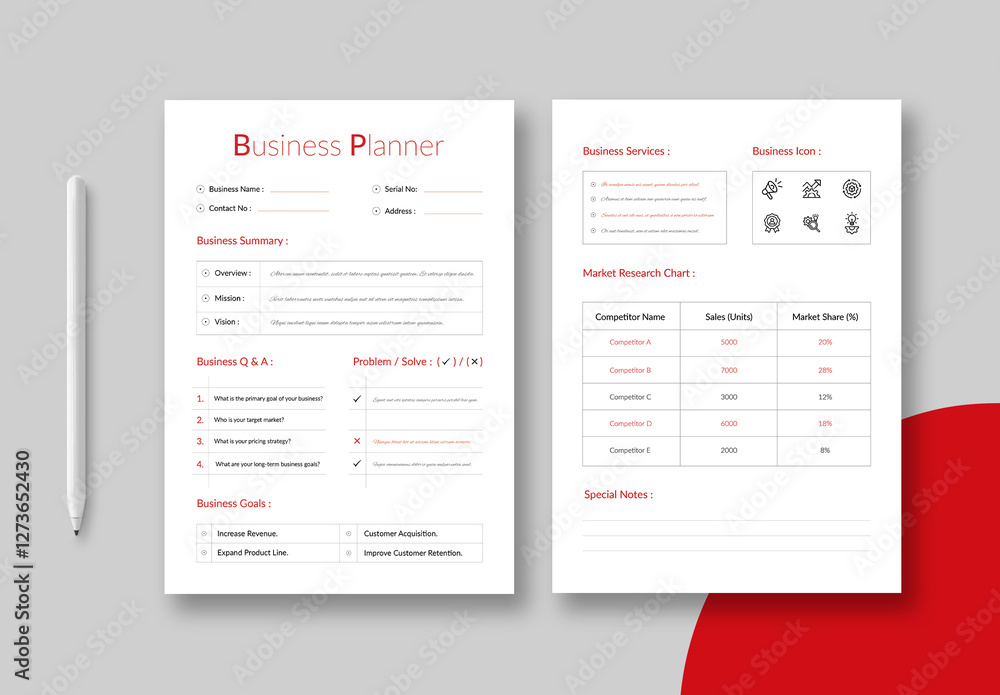 Creative Business Planner Template Layout Stock Template | Adobe Stock