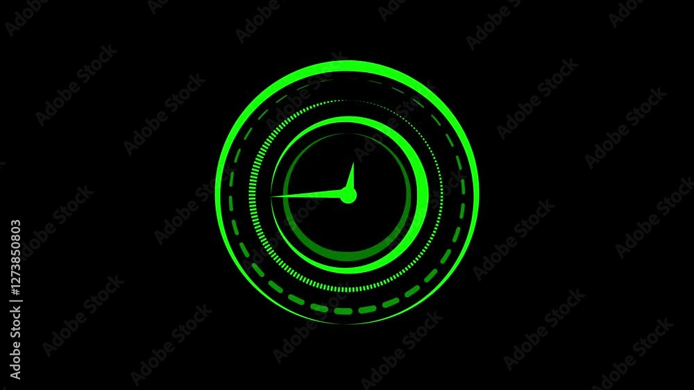 Clock Animation in 12 Hour Loop animation with optional luma matte ...