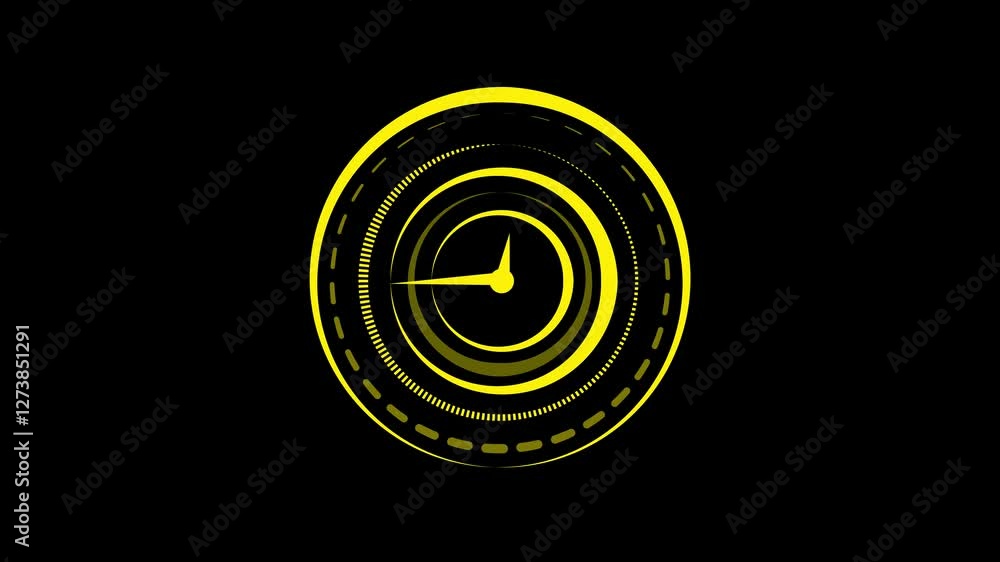 Clock Animation in 12 Hour Loop animation with optional luma matte ...