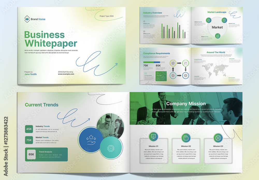 Business Whitepaper Landscape Layout Design Stock Template | Adobe Stock