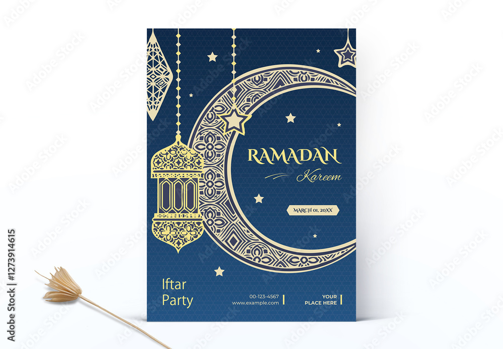New Ramadan Iftar Party Invitation Layout Stock Template | Adobe Stock