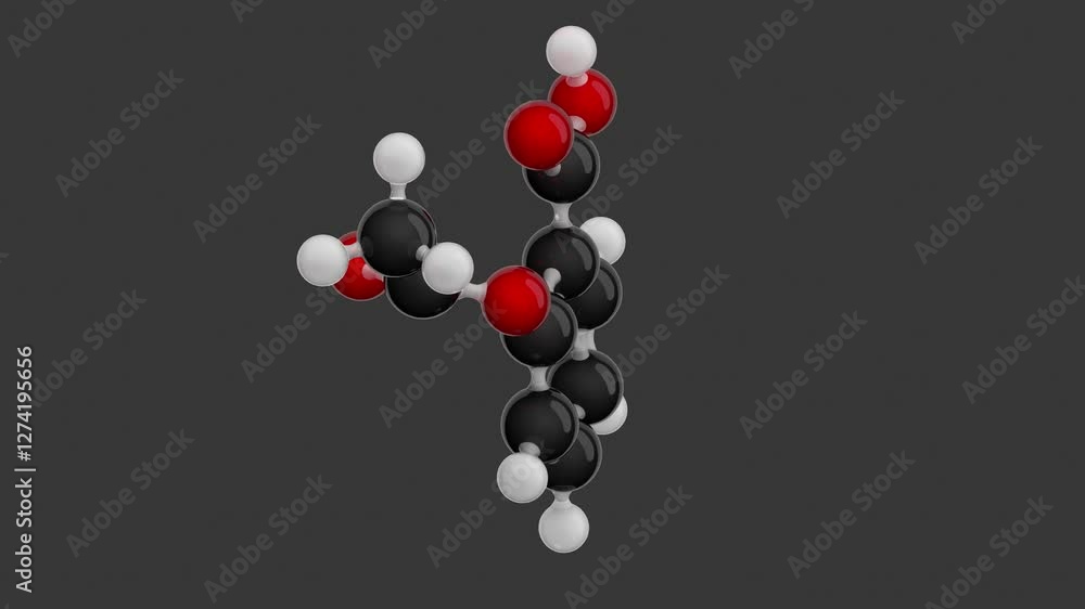 Aspirin molecular structure: 3D model of molecule. Chemical formula ...