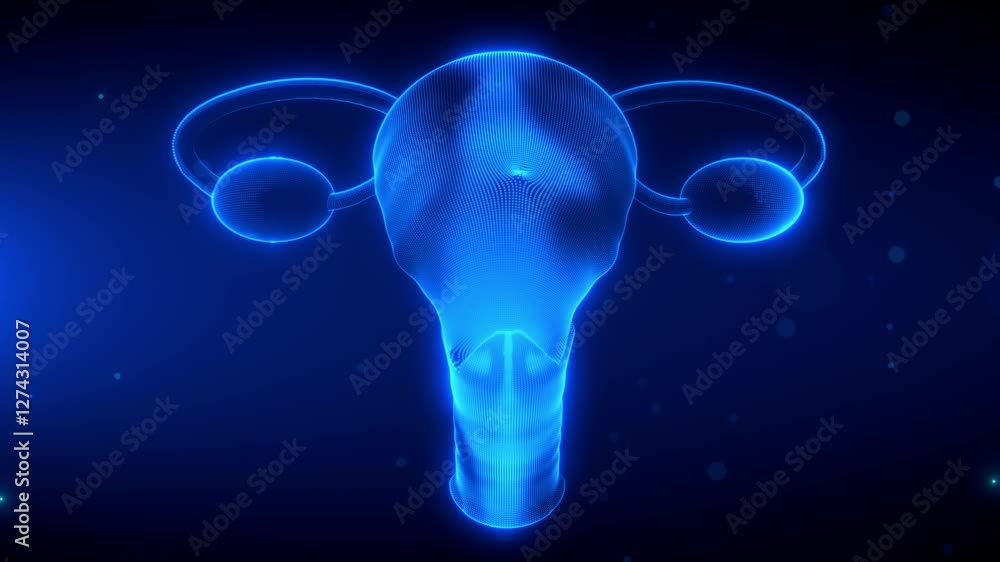 3D rotating holographic scan revealing the female reproductive system ...
