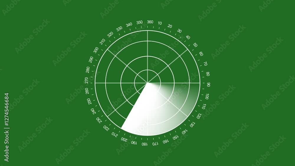 white color radar technology animation icon round rotation radar screen ...