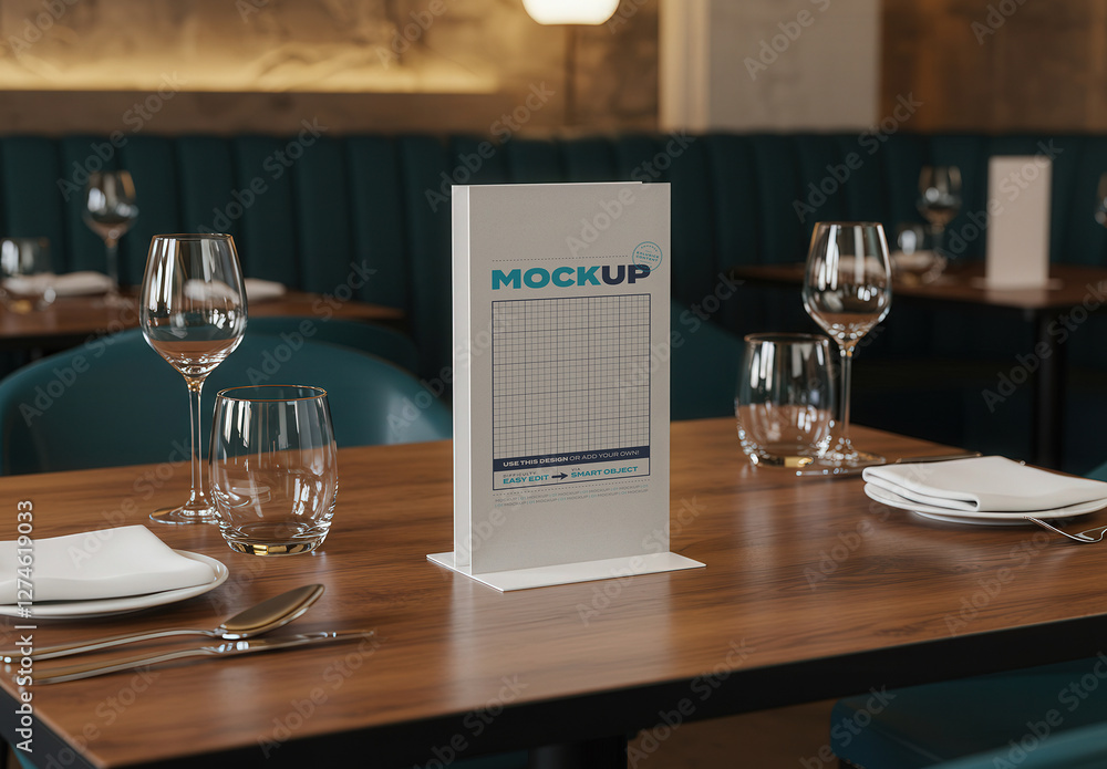 Stand Menu on Table Elegant Restaurant Bar Mockup Stock Template ...