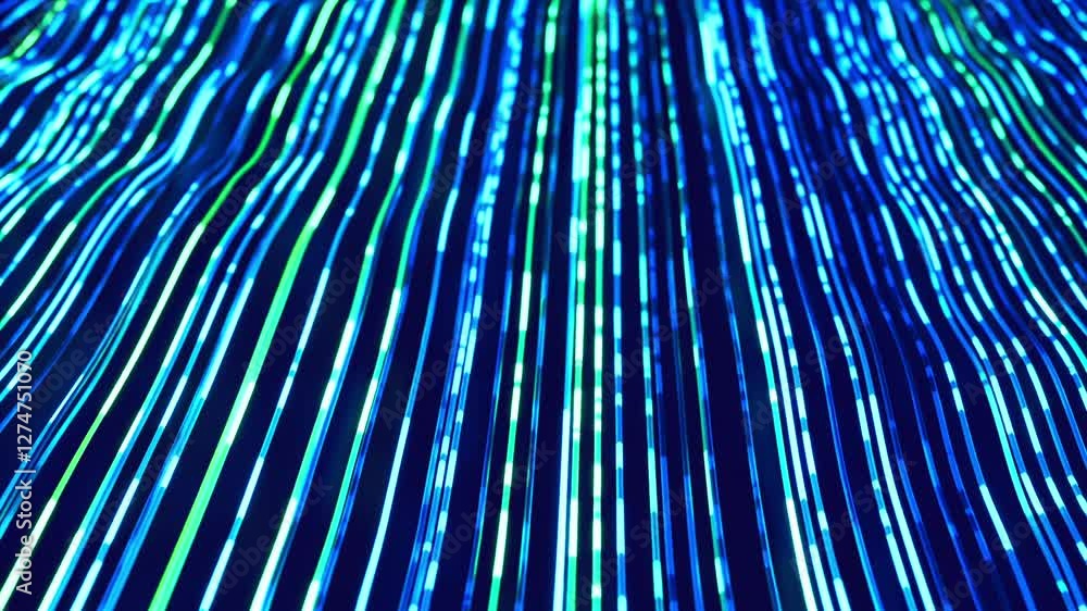 Internet data visualization. Bits going and coming in futuristic data ...