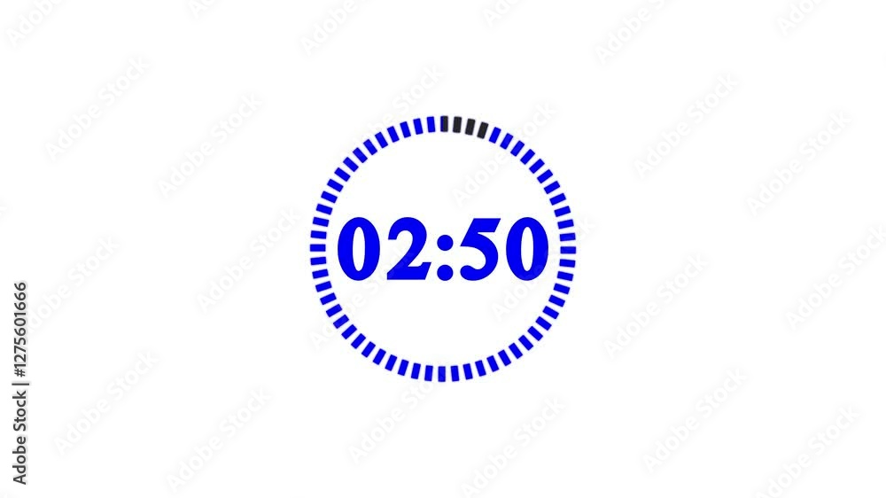 Circle countdown timer animation of 3 minutes on transparent background ...