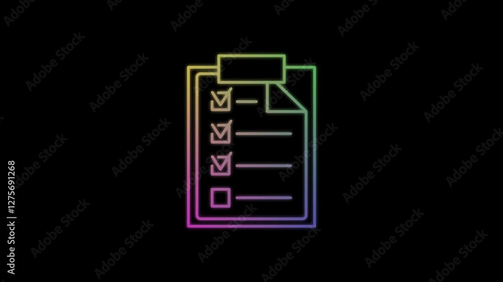 checklist clipboard paper checking animation on white background, tick ...