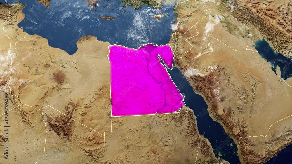 EGYPT Map With Borders Stock Video | Adobe Stock