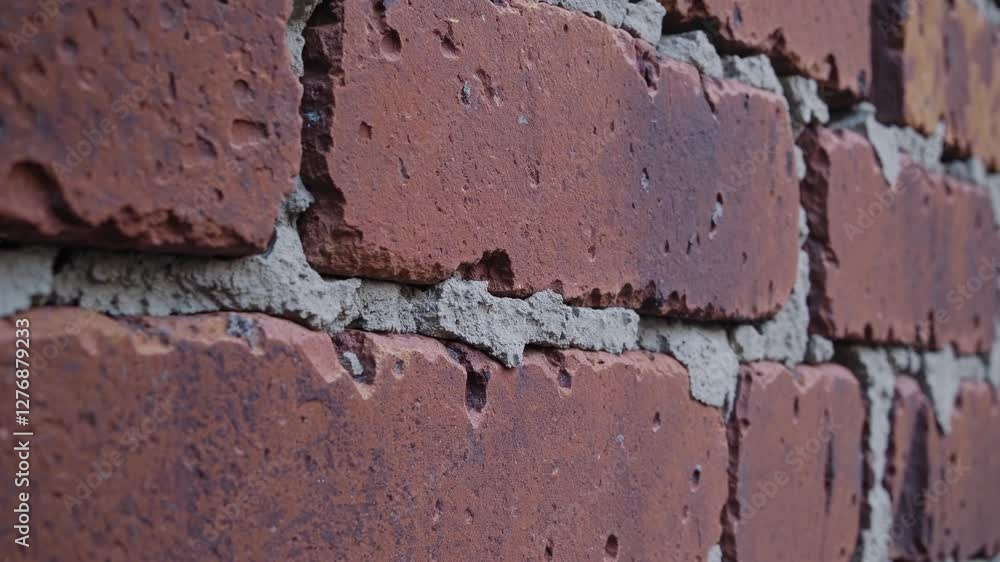 Slow Motion Old Red Brick Wall – Weathered Vintage Texture, Aged ...