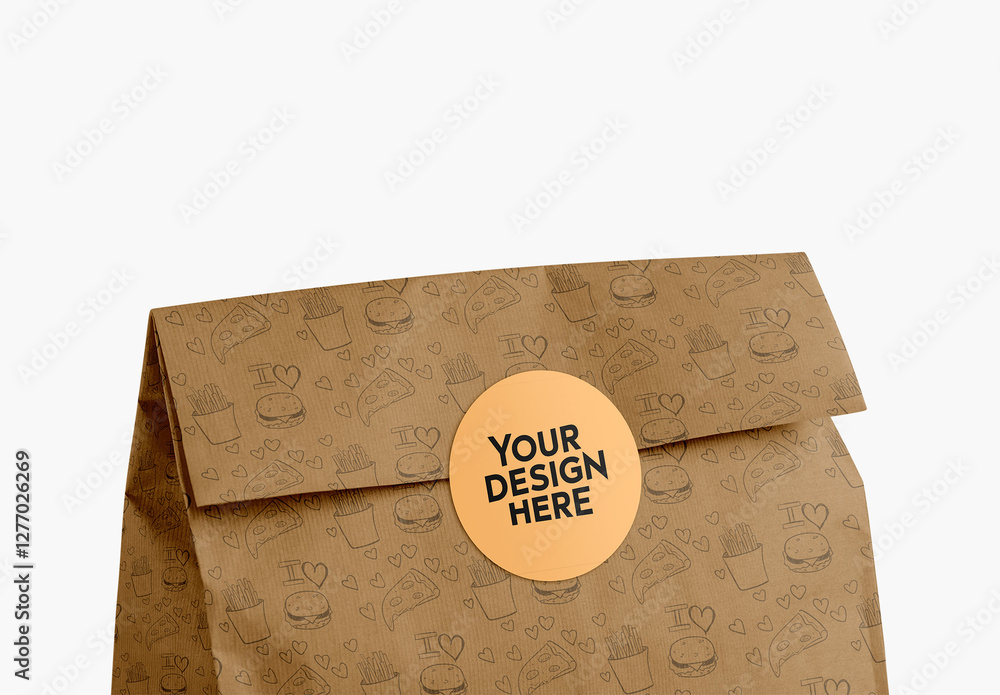 Close-Up Paper Bag with Vintage Logo Sticker plantilla de Stock | Adobe ...