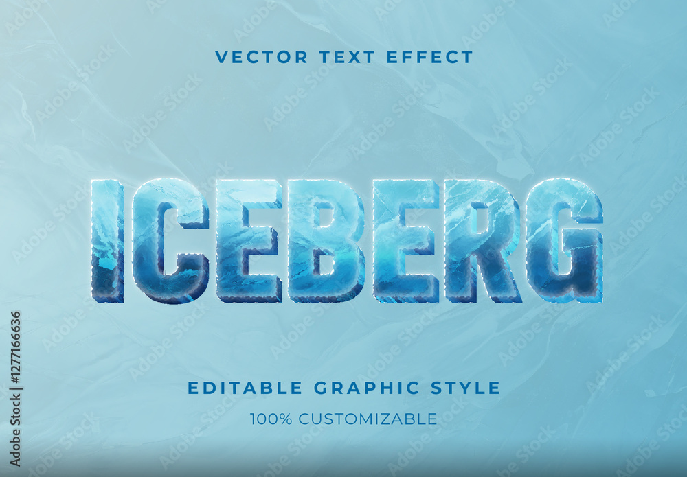 Blue and White Font Frost Ice Typography Text Effect Stock Template ...