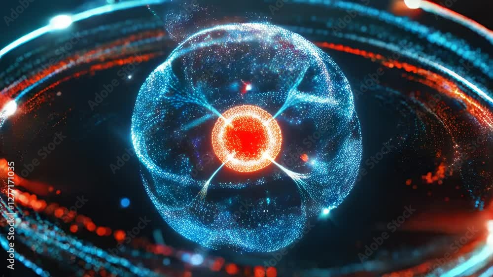 Vidéo Stock Quantum computing process simulation with blue and red ...