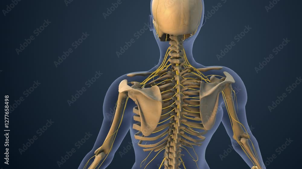 Vidéo Stock Cervical radiculopathy or Brachialgia medical animation ...