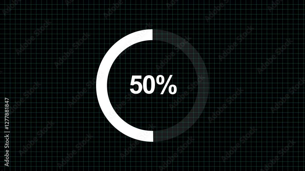 Loading Progress Circle with Percentage on Black Background Loading Bar Circle animation ...
